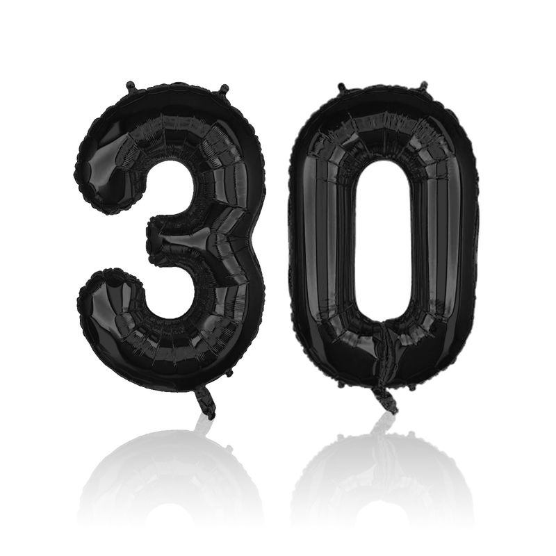 Zahlenballon Zahl 30 Schwarz Folienballon Geburtstagsparty Ballon 40cm ...