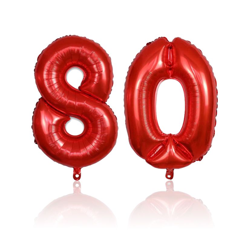 Zahlenballon Zahl 80 Rot Geburtstagsparty Ballon Folienballon 40cm ...